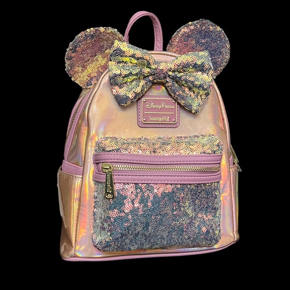 Loungefly | Bags | Disney Parks 5th Anniversary Earidescent Pink ...
